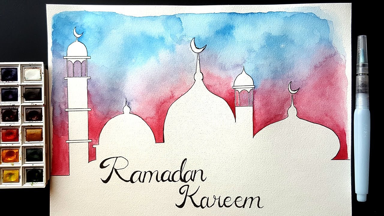 Easy Watercolor Ramadan Painting - YouTube