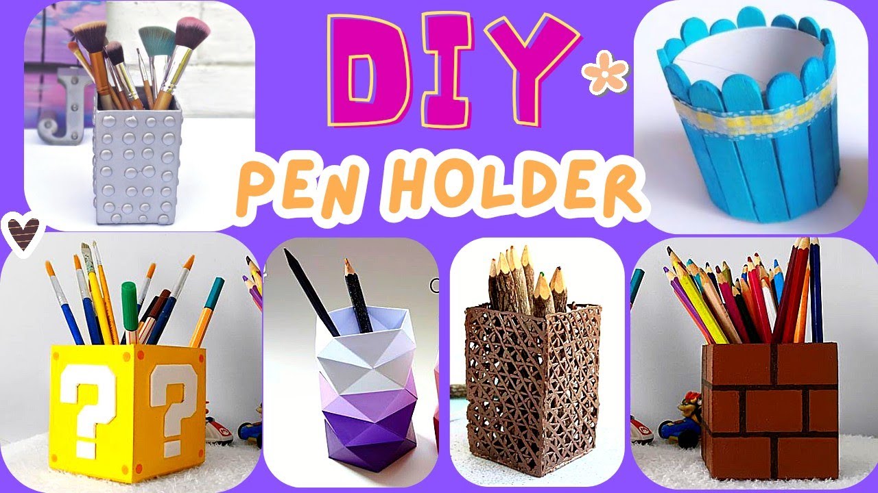 10 Easy pencil and Pen Holder Ideas - DIY Desk Organizer - YouTube