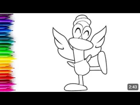 How to draw a easy pato pocoyo drawing for kids and toddlers - YouTube