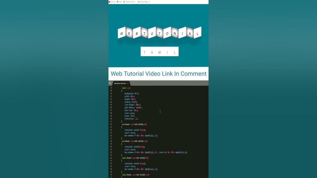 Css Mouse Hover Skew Text Effect Short Video Web Tutorial Tamil Html Css Web Website