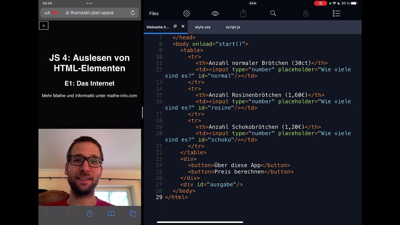 JS4: Auslesen von HTML-Elementen - YouTube