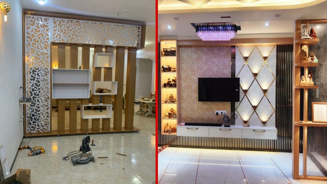 Tv cabinet wall design partition joined beautiful tv unit design 2025 ...