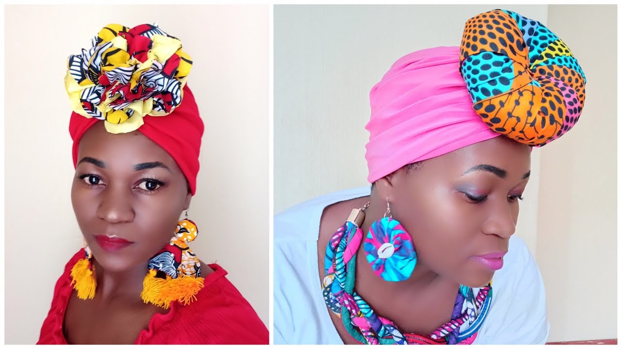 How to Make a Simple Turban with African Ankara Print Decorations- How ...