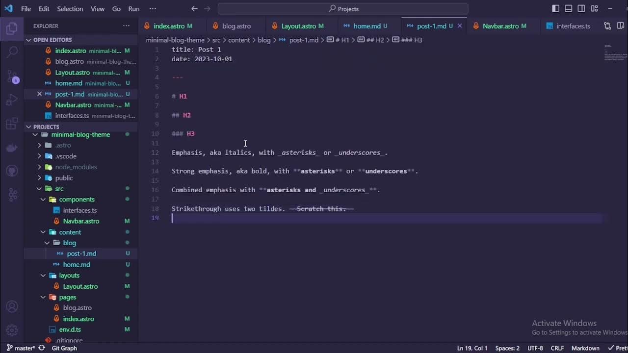 Add content | Create minimal blog theme with Astro, Tailwind CSS, Markdown - YouTube
