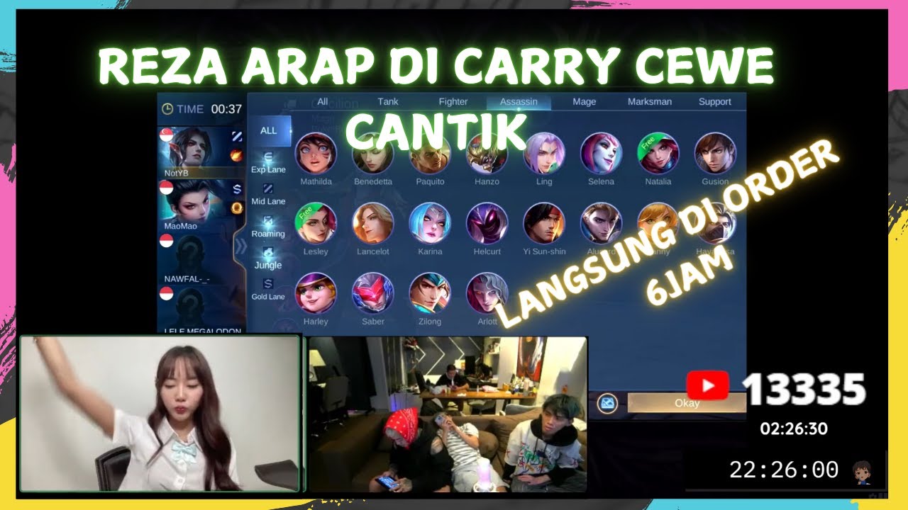 @ybrap mabar Mobile Legend sama cewe cantik - YouTube