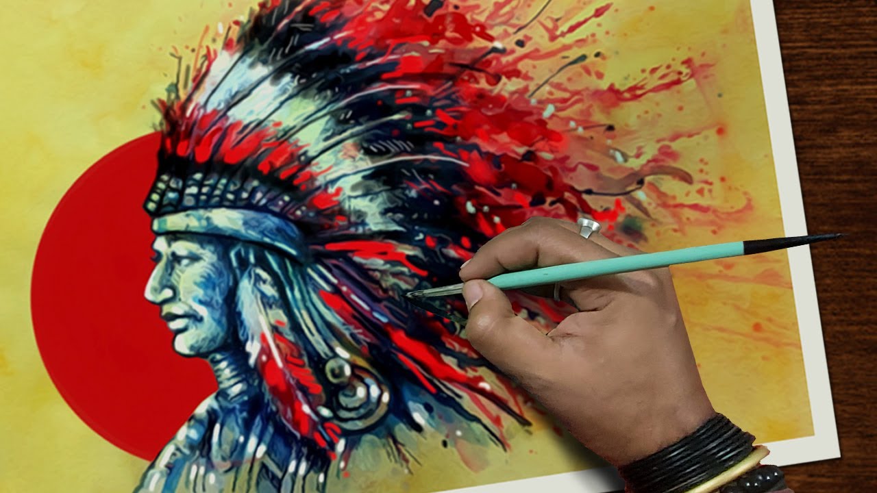 How to Draw a Native American Chief Faces | Drawing Red Indian Face ...