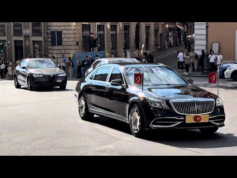 ERDOGAN PRESIDENTE TURCHIA SCORTA POLIZIA + NOCS MEETING ITALIA-TURCHIA