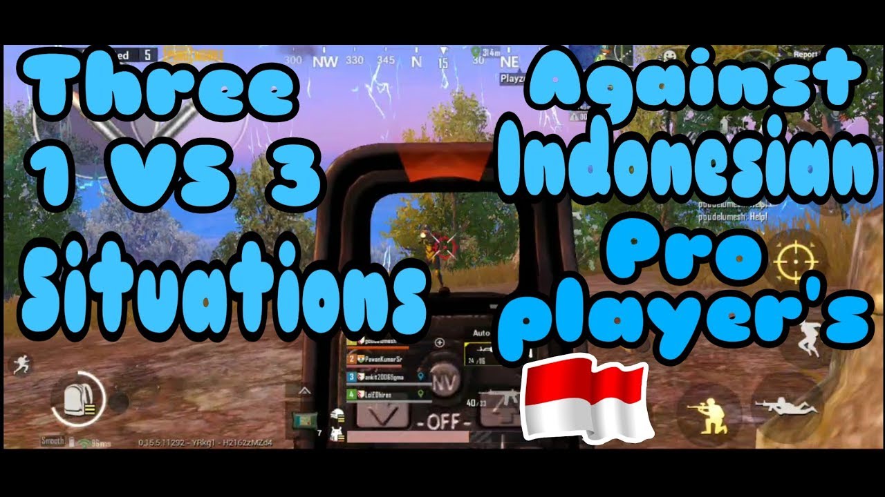 Three 1 vs 3 situations Against Indonesian 🇮🇩 pro player's | 11 kill ...