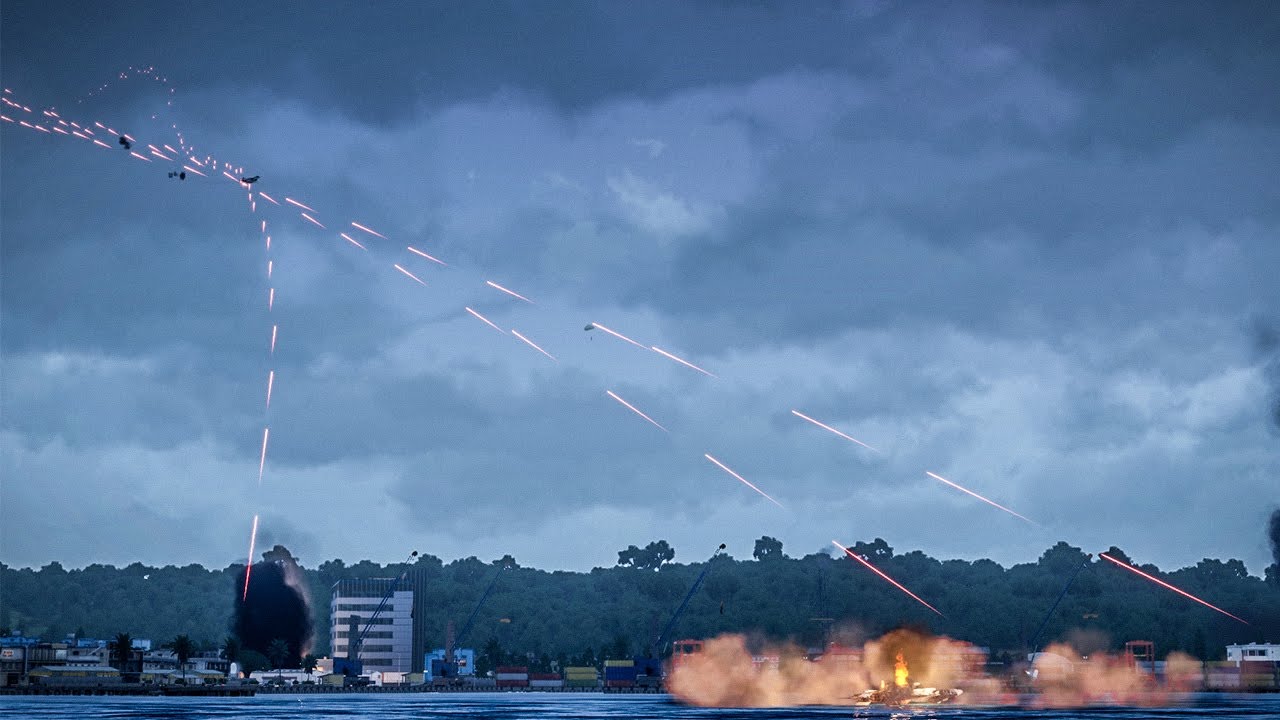 CIWS C-RAM Shooting down Iranian fighter jets - Air Defence in action ...