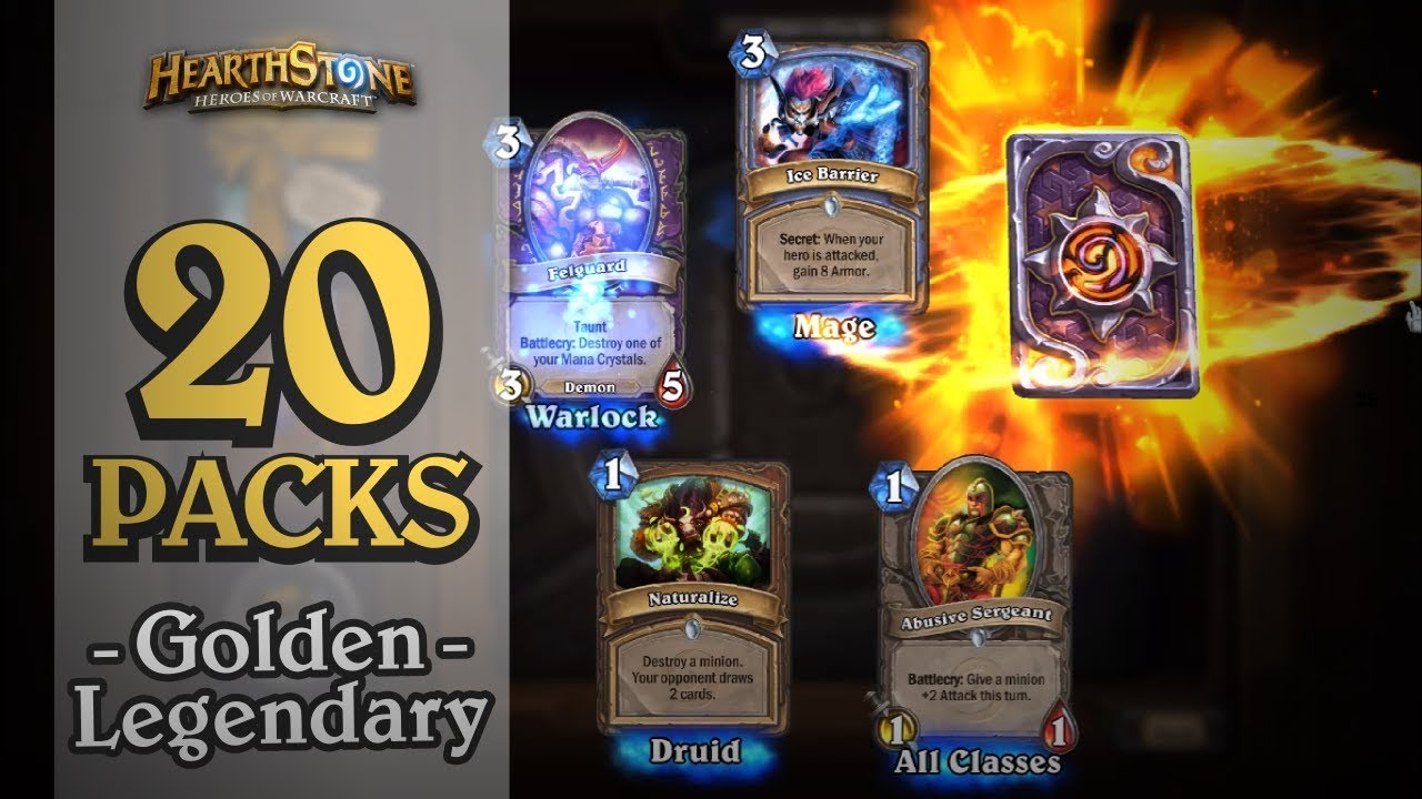 Hearthstone: Unboxing 20 Card Packs (Classic) - Golden Legendary! - YouTube