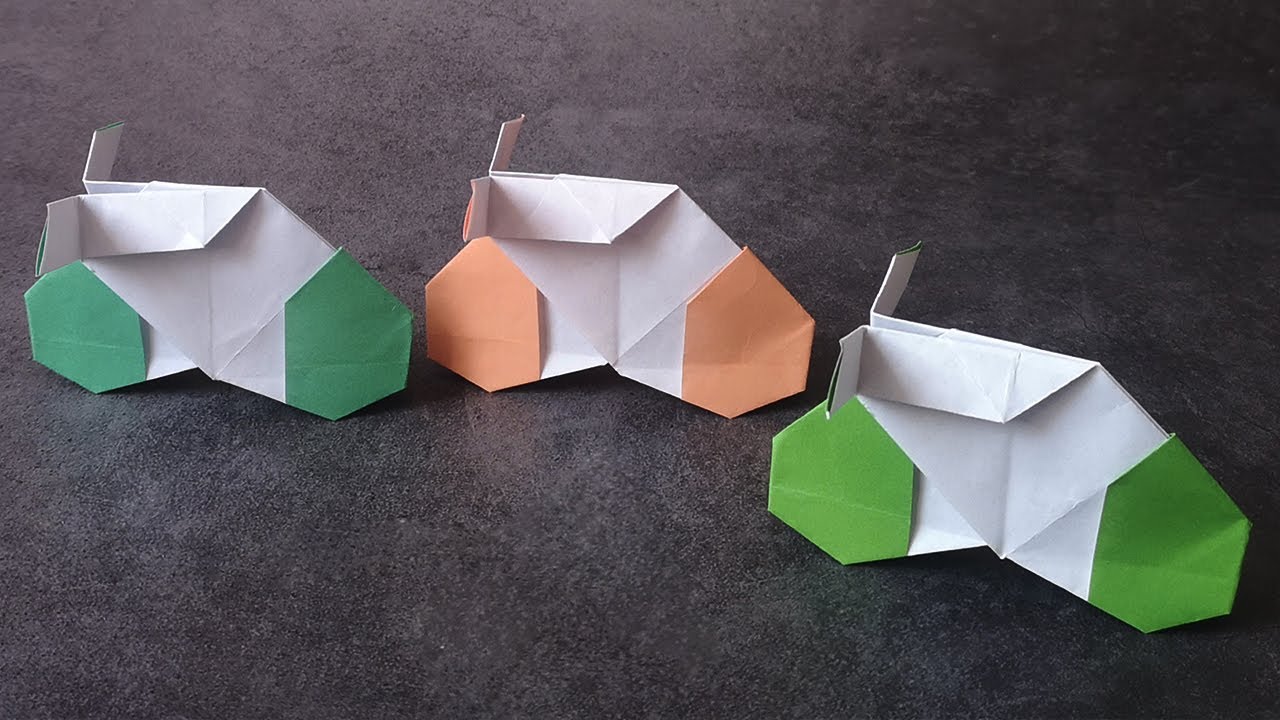 一张纸变身迷你摩托车，玩具车手工折纸教程，3分钟学会 | 3D Origami Motorcycle Tutorial | 折り紙オートバイ ...