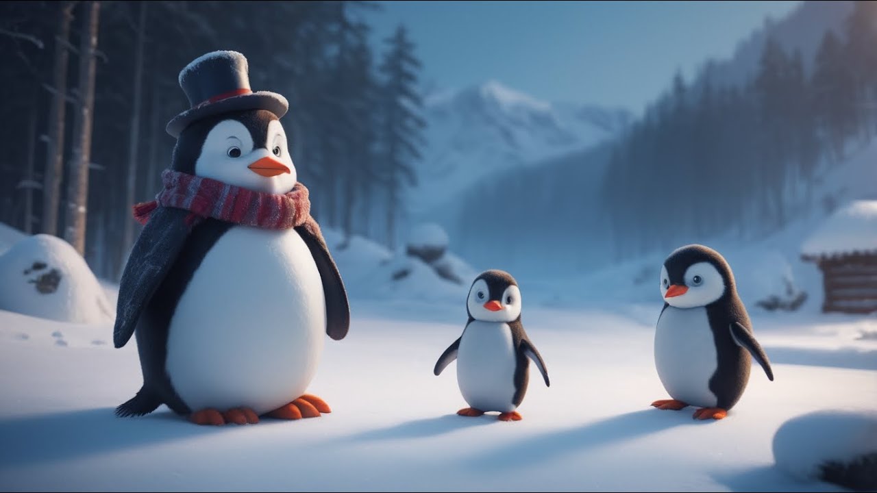 Penguins Making A Snowman - US English Accent (Short Story) - YouTube