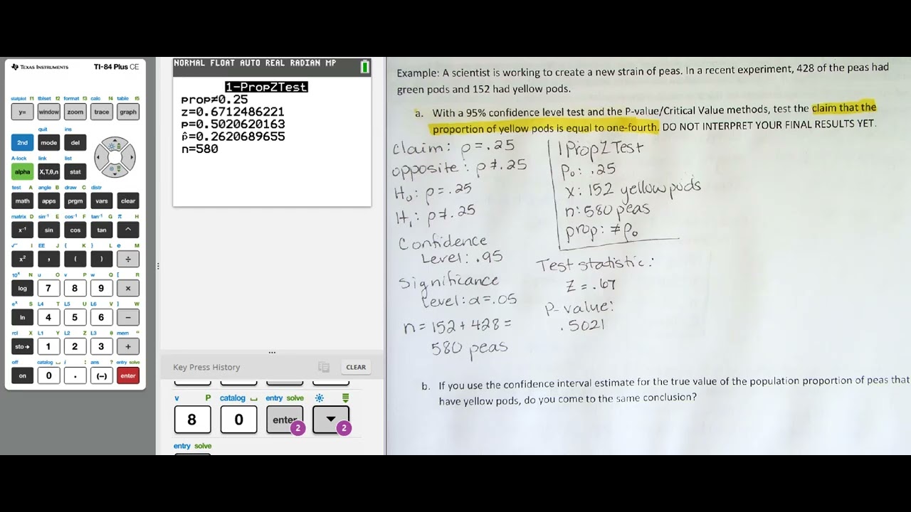 Strain of Peas P-Value/Critical Value Method Example - YouTube