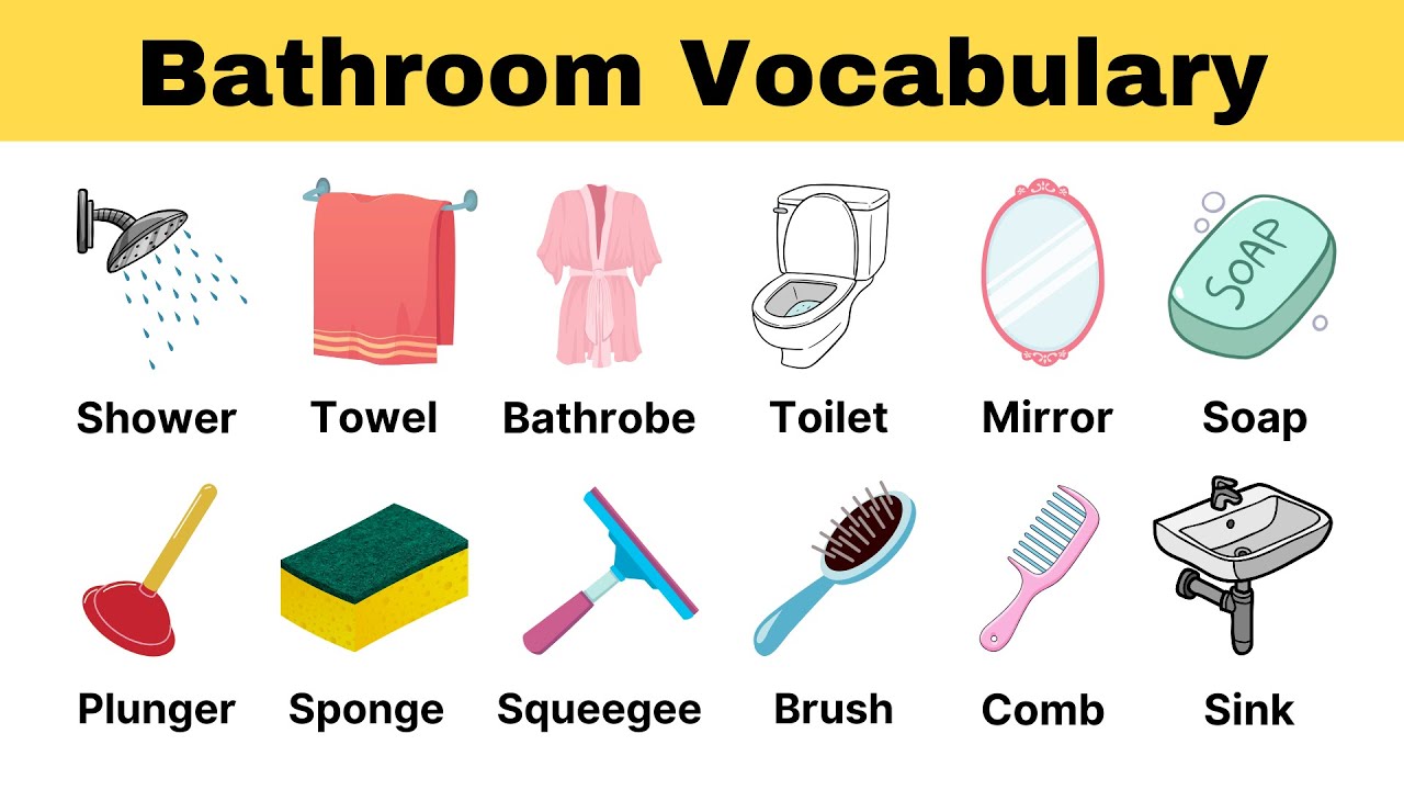 Bathroom Items Vocabulary | Learn Bathroom Vocabulary with Pictures ...