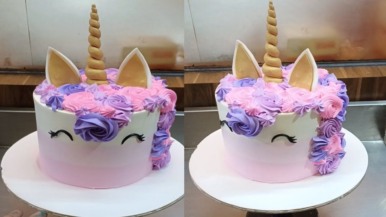 Amazing Unicorn Design Cake Round Shape Pink Blue colour Flowers ...