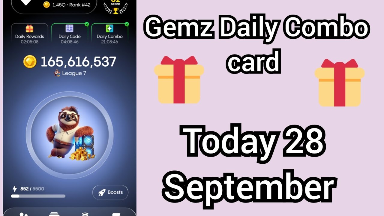 Gemz Daily Combo card|| today 28 September Gemz Daily Combo card ...