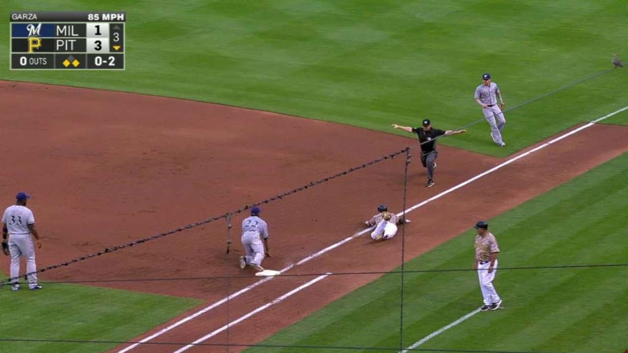 MIL@PIT: Joyce plates Polanco on fielder's choice - YouTube
