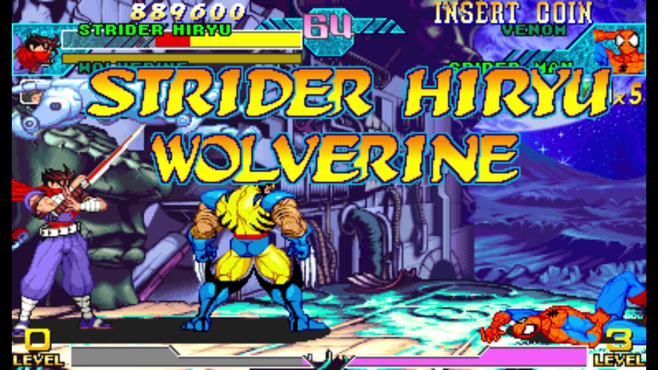 Marvel vs Capcom 1 ( Arcade ) - Strider Hiryu / Wolverine Playthrough ...