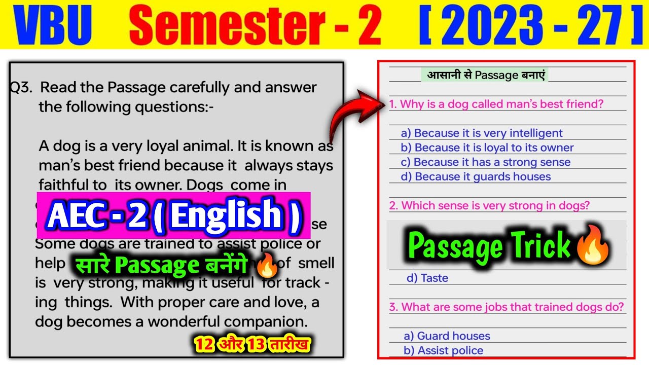 AEC 2 English Passage बनाने का ट्रिक🔥। Aec 2 English important questions semester 2।। aec2 ...