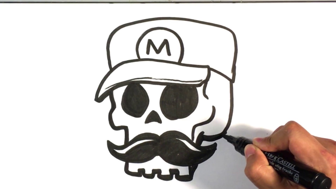 How to Draw Mario Skull - Nintendo - Halloween Drawings - YouTube