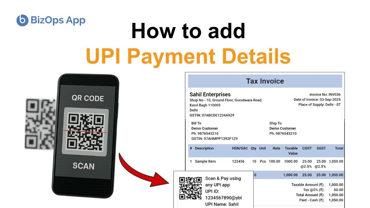 How to add UPI Payment Details in Bill | English - YouTube