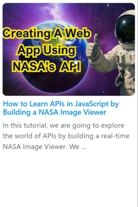 Creating A Web App Using NASA's API - YouTube