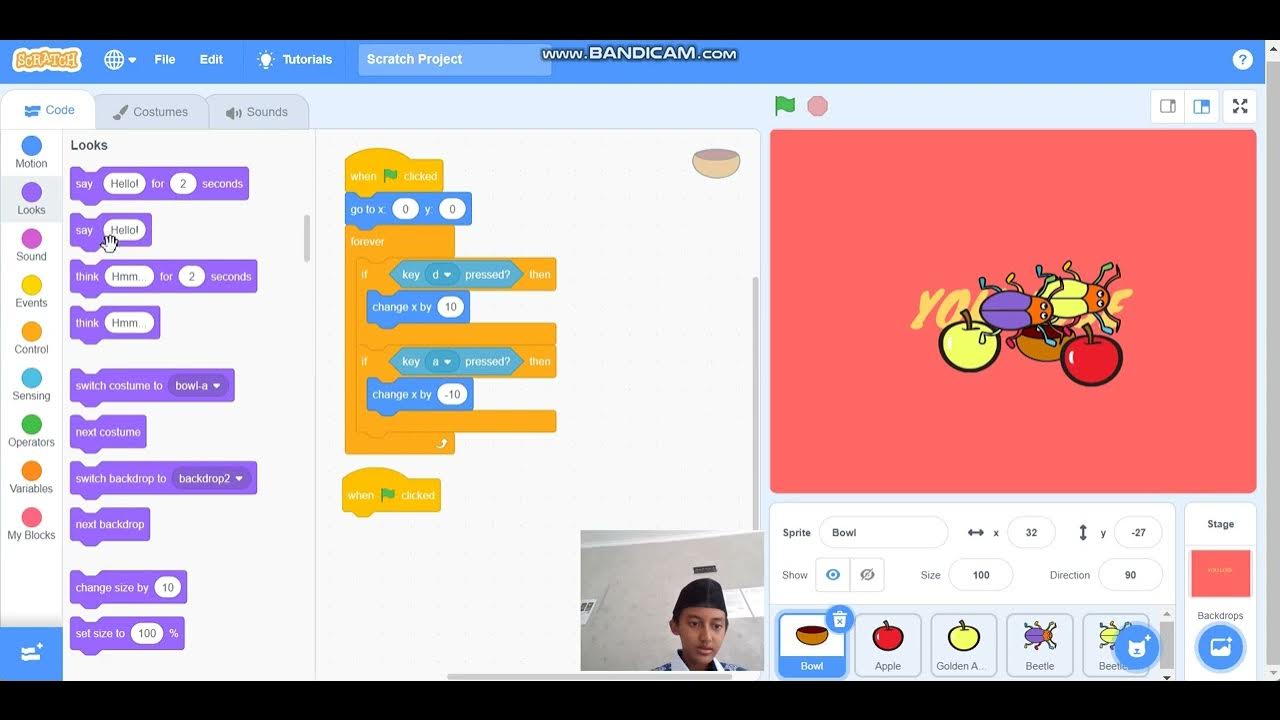 Tutorial how to make a game in SCRATCH (Catching fruit) part1 - YouTube