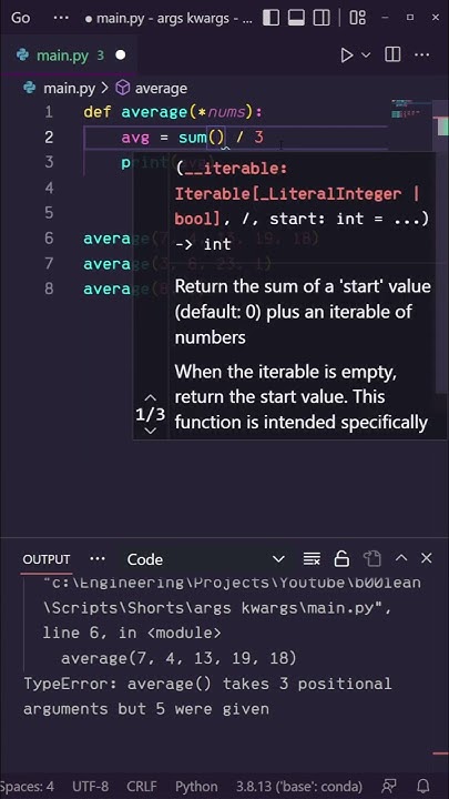 Args In Python Python Coding Programming Youtube