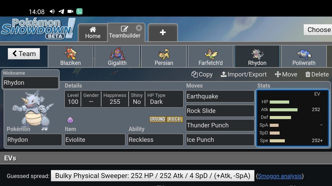 "Epic Rhydon sweep" Eviolite reckless with no recoil moves😁 - YouTube