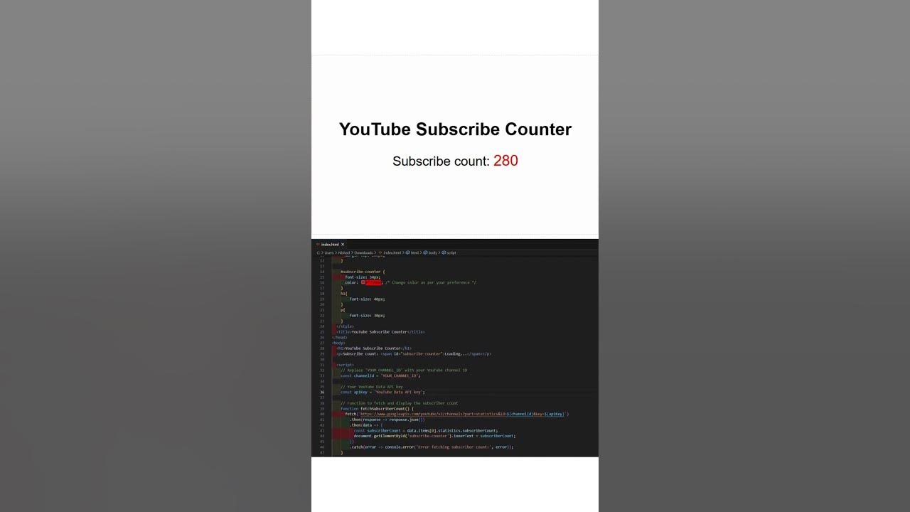 How To Create Youtube Subscriber Counter In Html Css And Javascript