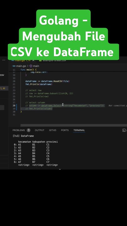 Golang - Mengubah CSV ke DataFrame #golang #golangtutorial #backenddeveloper - YouTube