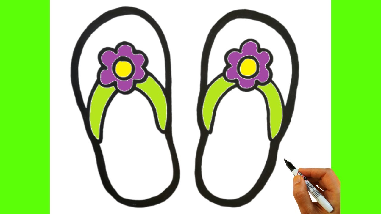 How to Draw Slippers,Drawing Tutorial,slippers drawing and coloring ...