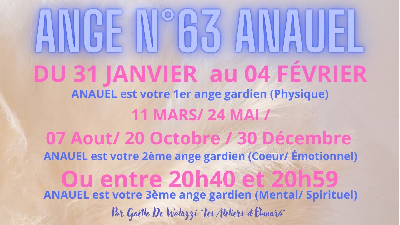 ️Ange n°63 ANAUEL présentation, description et symbolismes des anges ...