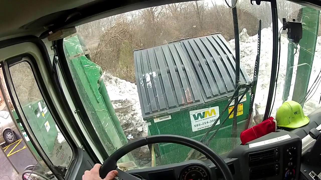 Waste Management front load Driver working at apartments - YouTube