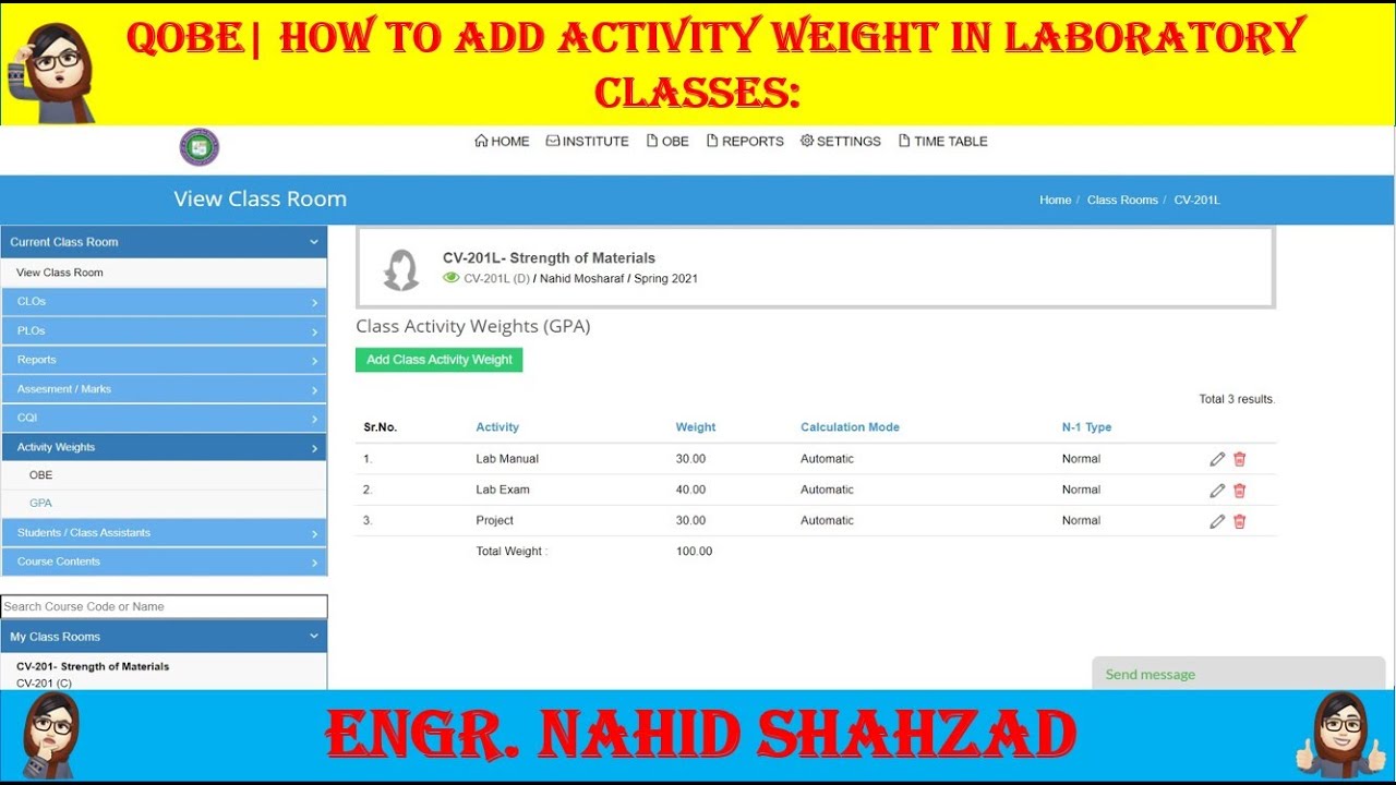 QOBE| How To Add Class Activity Weight in Laboratory Sessions - YouTube