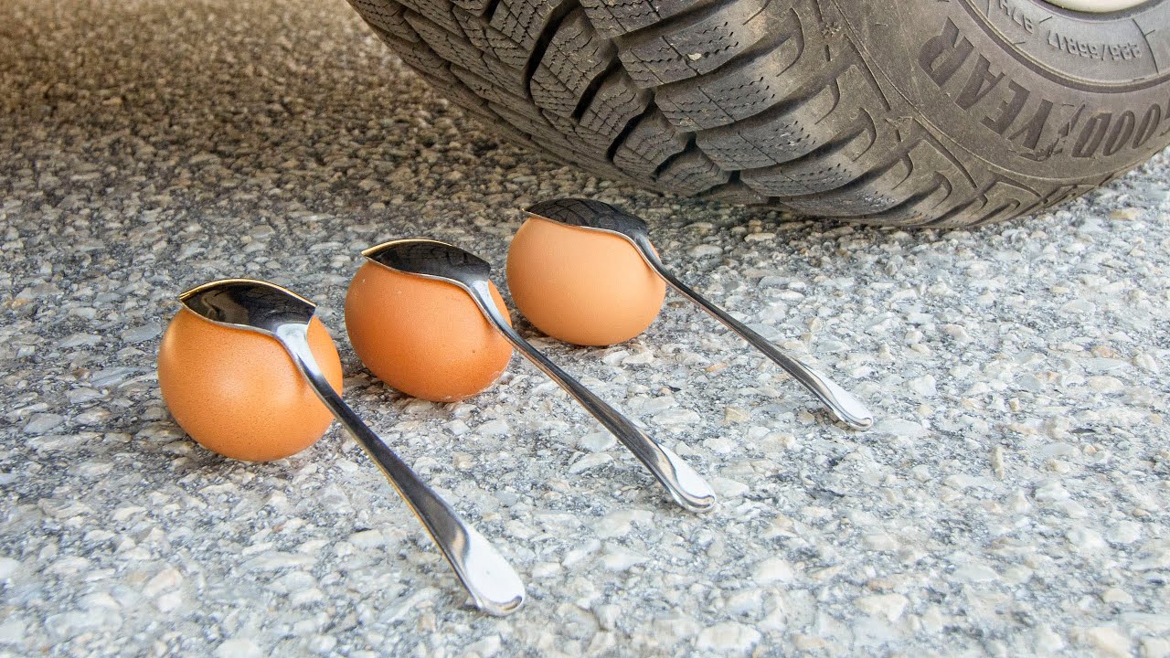 Crushing Crunchy & Soft Things by Car! EXPERIMENT CAR vs SPOON and EGG ...