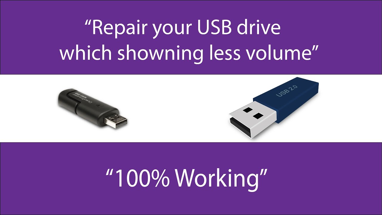 How to repair USB drive which showing less volume - YouTube