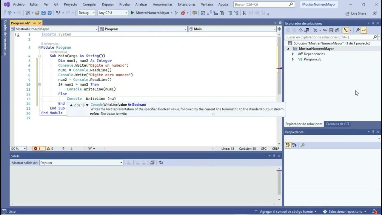 5. Realizar un programa que lea dos números distintos y muestre por pantalla el mayor .NET 2022 ...
