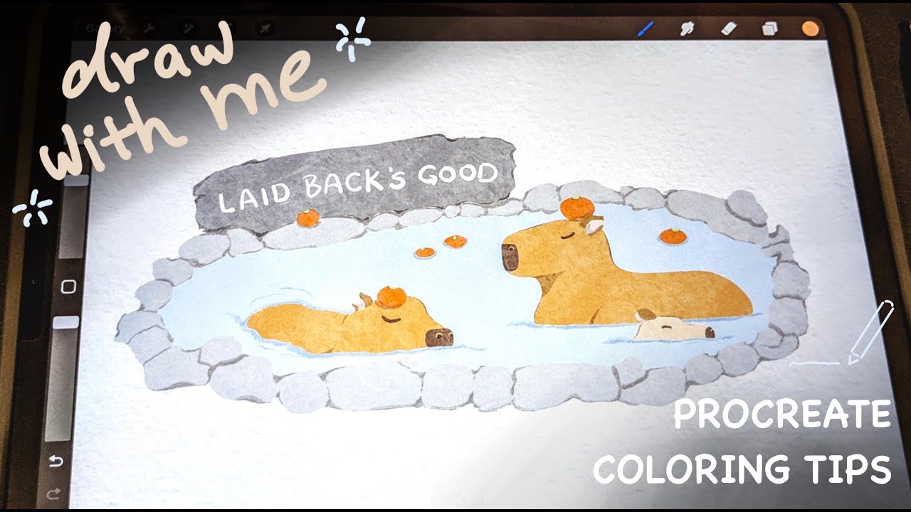 Draw With Me in Procreate | Efficient Coloring Tips, Drawing Capybara ...