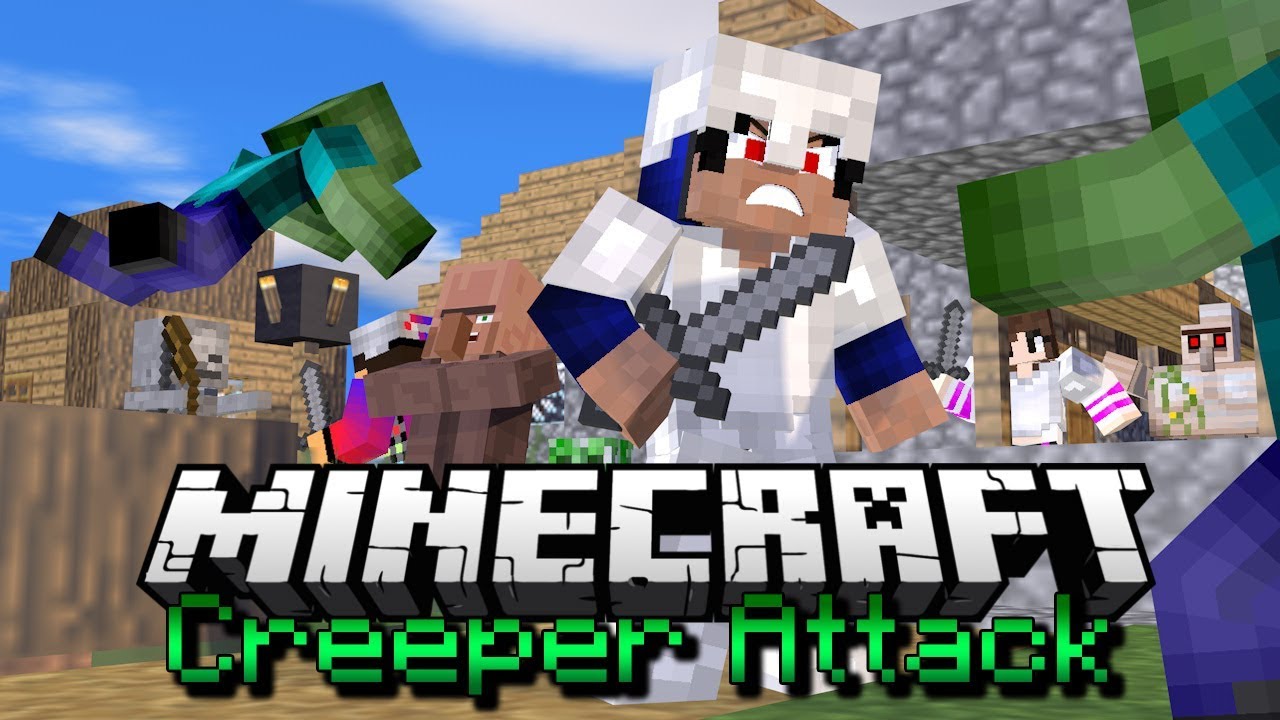 CREEPERS AND OTHER MOBS TRYING TO KILL THE VILLAGER!! | Minecraft ...