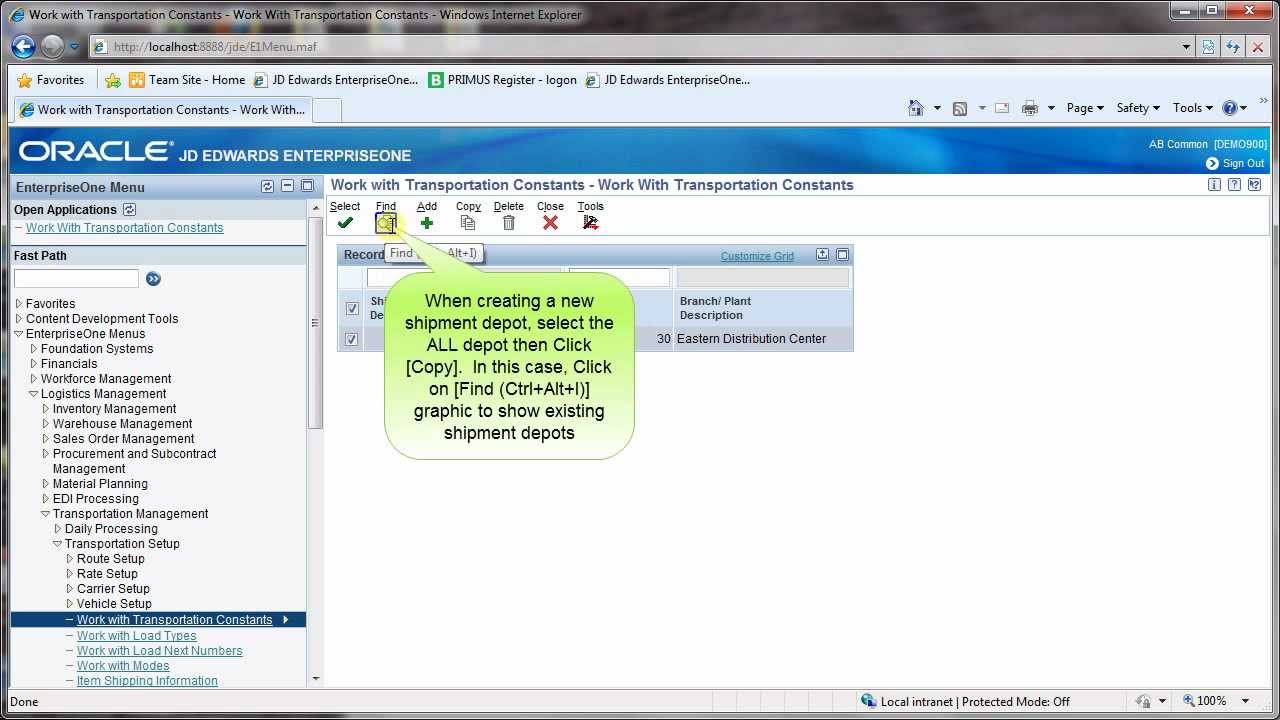 Transportation Constants - JDE E1 90 - Transportation Management.mp4 ...