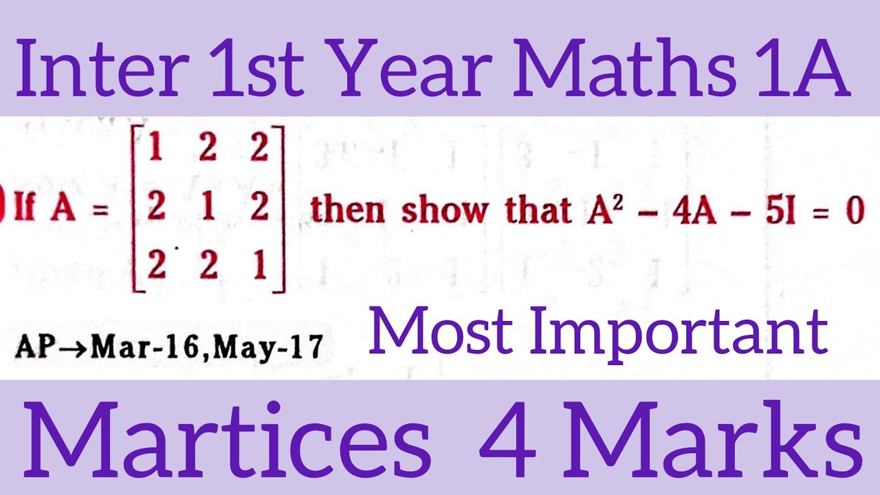 Inter 1st Year Maths 1A||Matrices@maths naresh eclass - YouTube