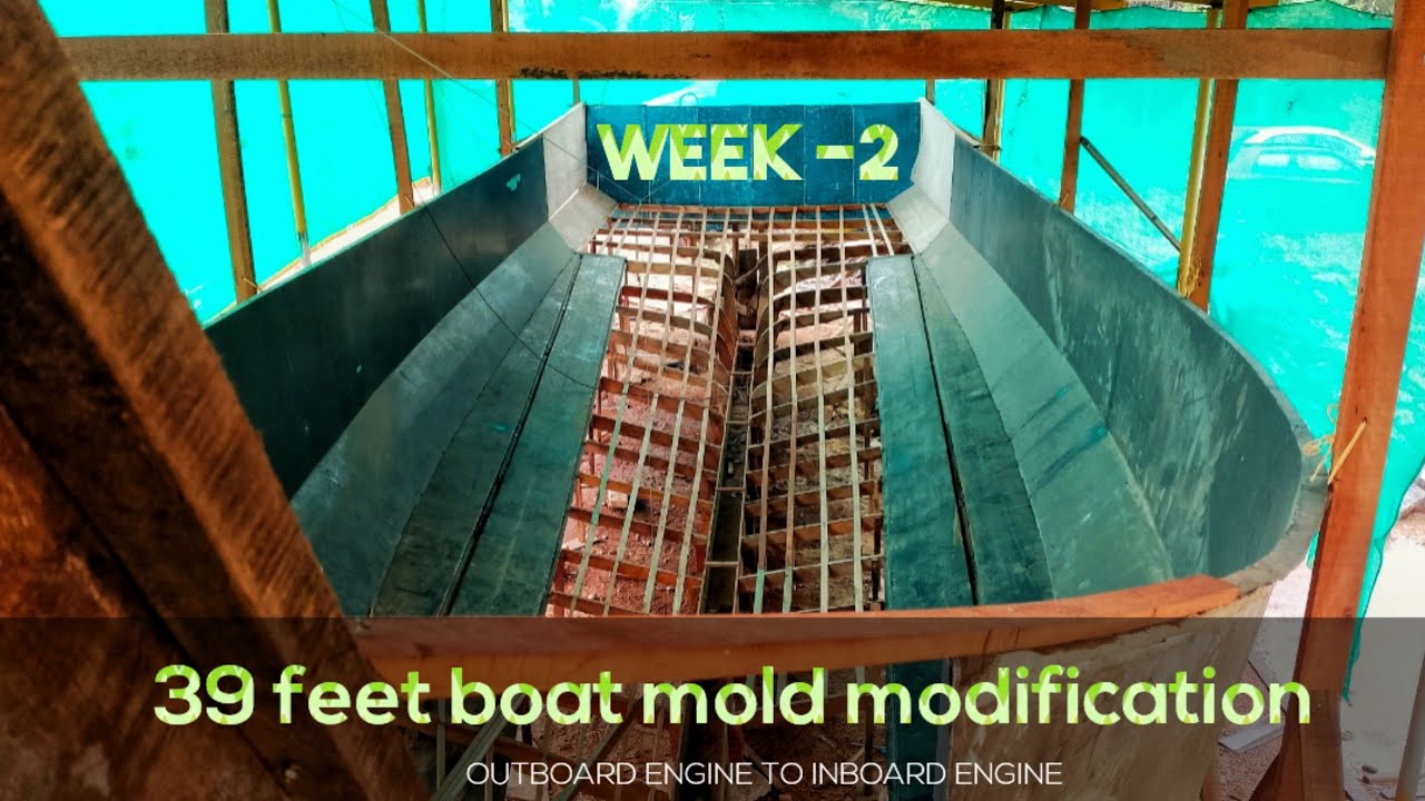 Week-2 || Making 49 feet fiber boat in 39 feet boat mold || outboard ...
