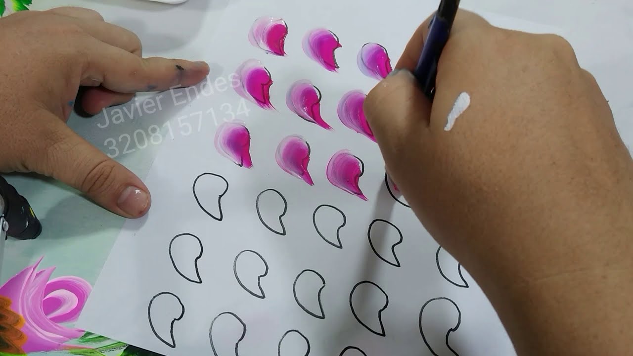 Tecnicas de pintura Pincelada doble carga clase 14, ejercicio Coma a la ...