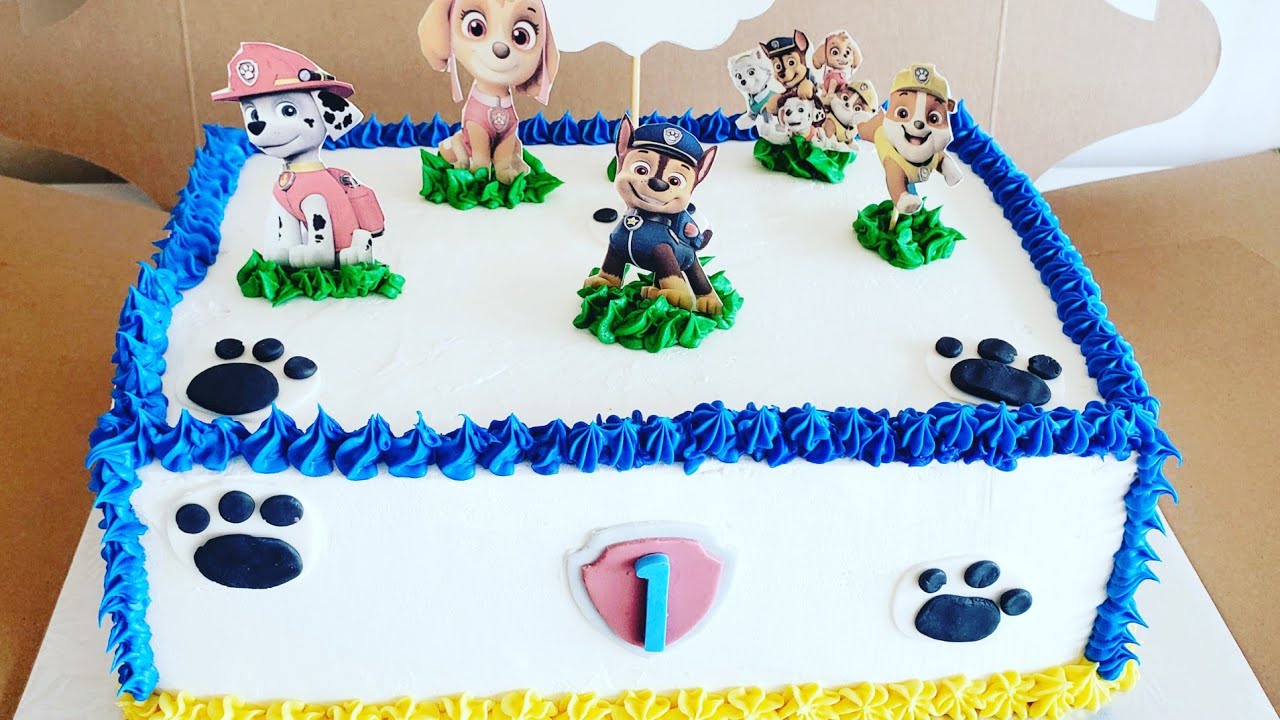 EASY Cake decorating techniques. Let's decorate this PAW PATROL themed ...