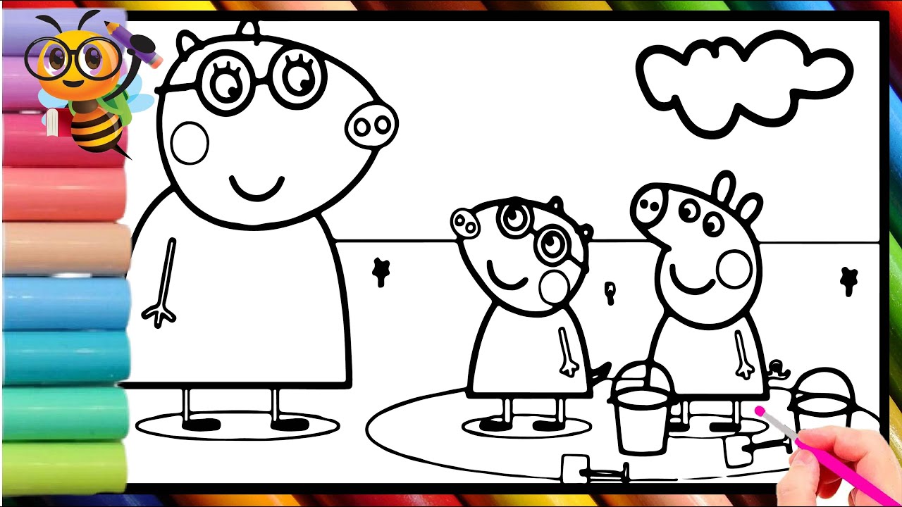Draw and Color Peppa Pig play with Molly Mole | Drawing For Kids ...