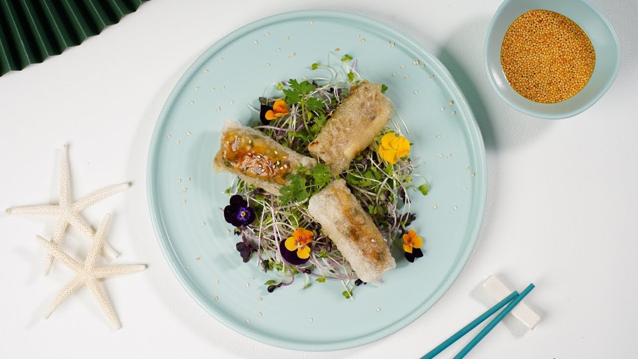 Alaska Halibut Mushroom Rice Paper Parcels - YouTube