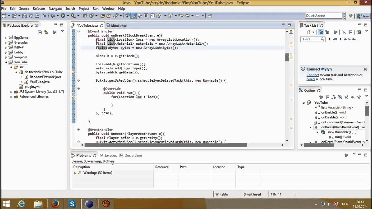 Bukkit Plugins Programmieren #13 - Blöcke zurücksetzen - YouTube