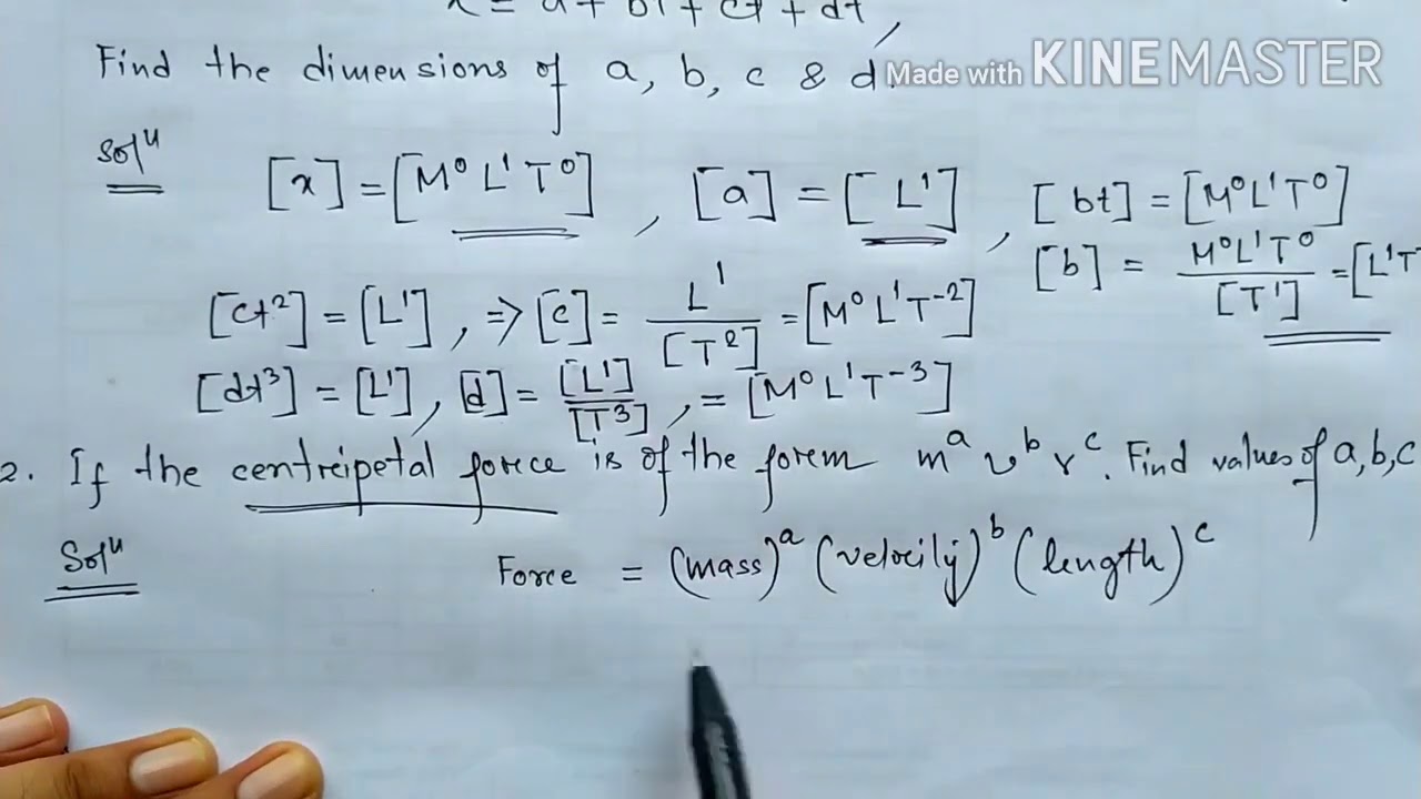 Numerical Problems On Dimensional Analysis Physics HS 1 Science Numerical Problems On Dimensional Analysis Physics HS 1 Science